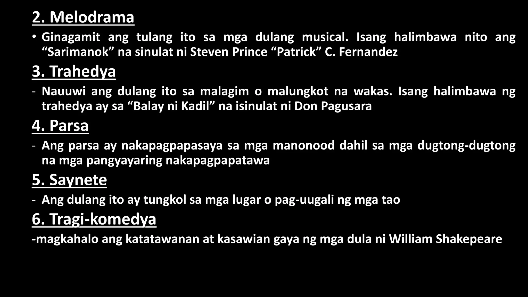 Mga dulang pantanghalan | PPTX