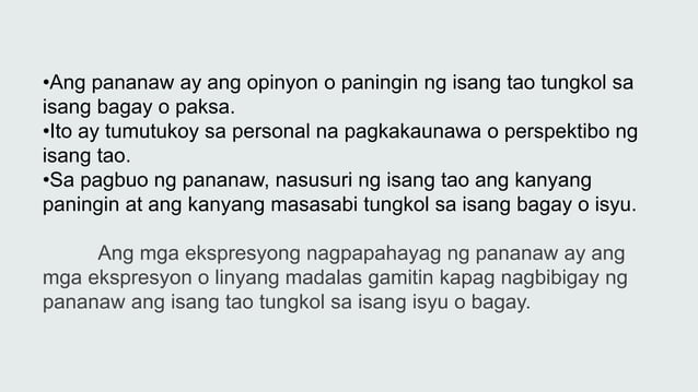 Mga ekpresyon sa pagpapahayag ng pananaw | PPTX