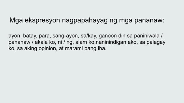 Mga ekpresyon sa pagpapahayag ng pananaw | PPTX