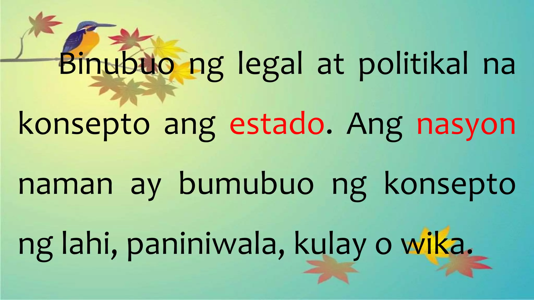 Mga elemento ng pagkabansa | PPTX