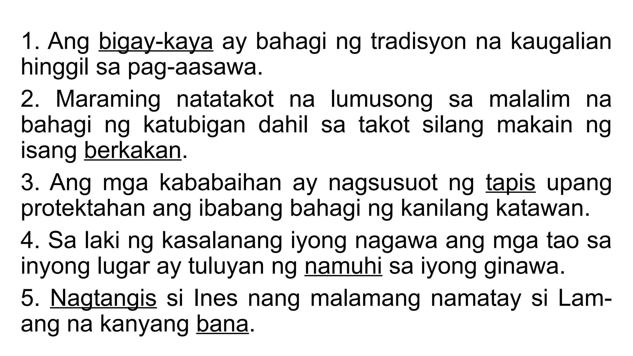 Mga Epikong Bayan ((gaya ni Alim, Bantugan, Biag ni Lam-ang, Ibalon ...