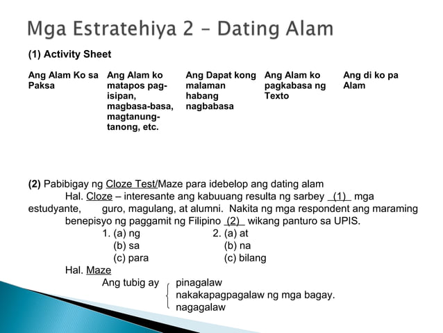 Mga estratehiya sa pag unawa sa pagbasa | PPT