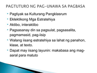 Mga estratehiya sa pag unawa sa pagbasa | PPT