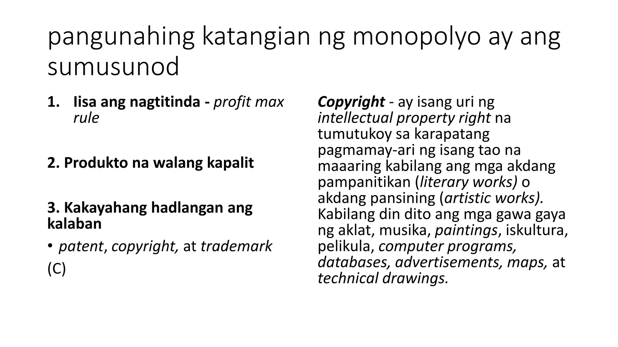Mga estruktura ng pamilihan | PPTX