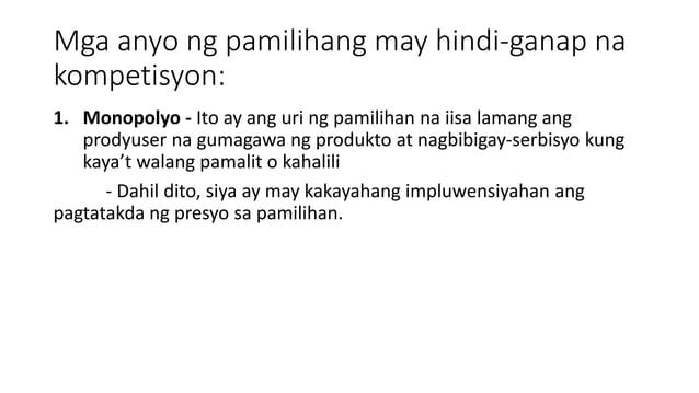 Mga estruktura ng pamilihan | PPTX