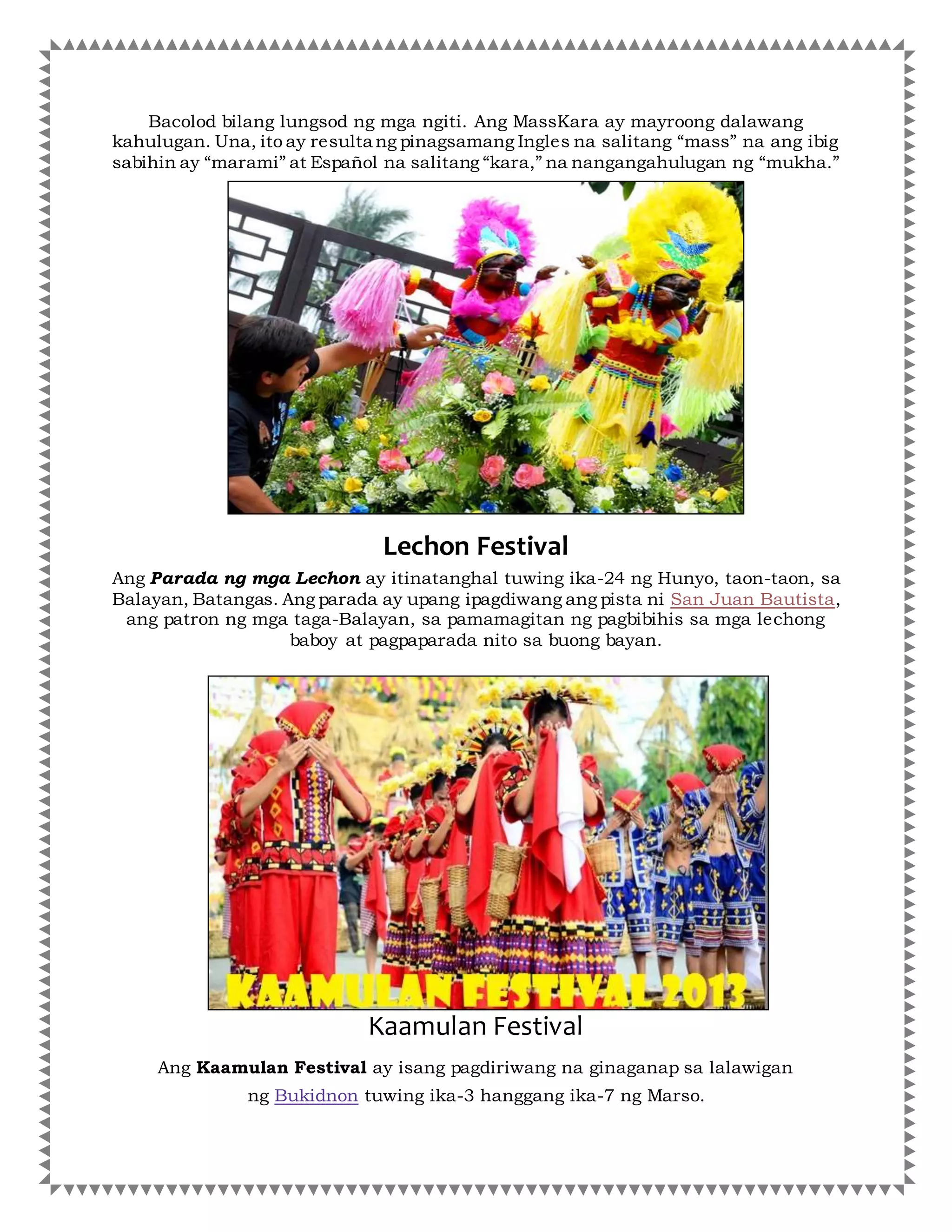 Mga festivals ng pilipinas | DOCX