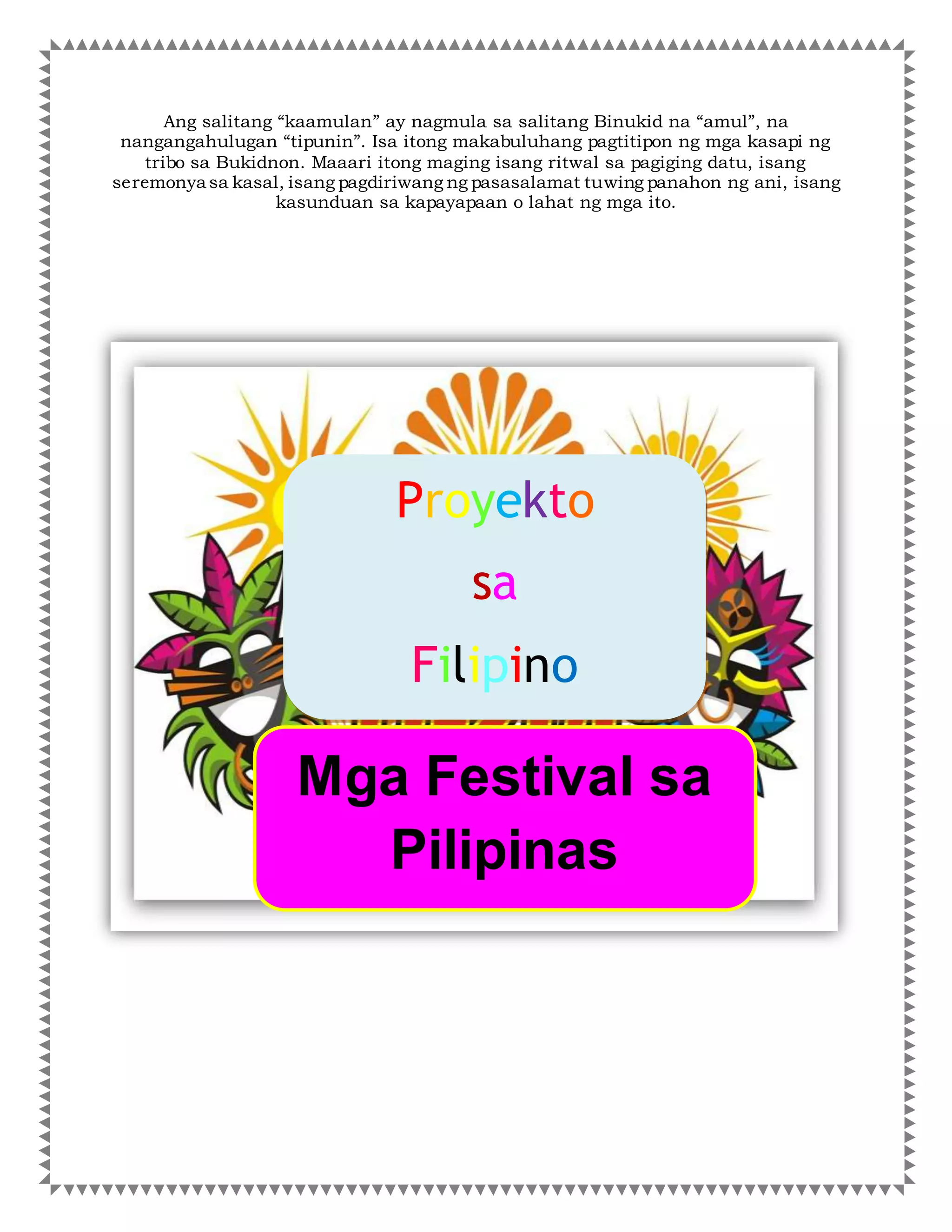 Mga festivals ng pilipinas | DOCX