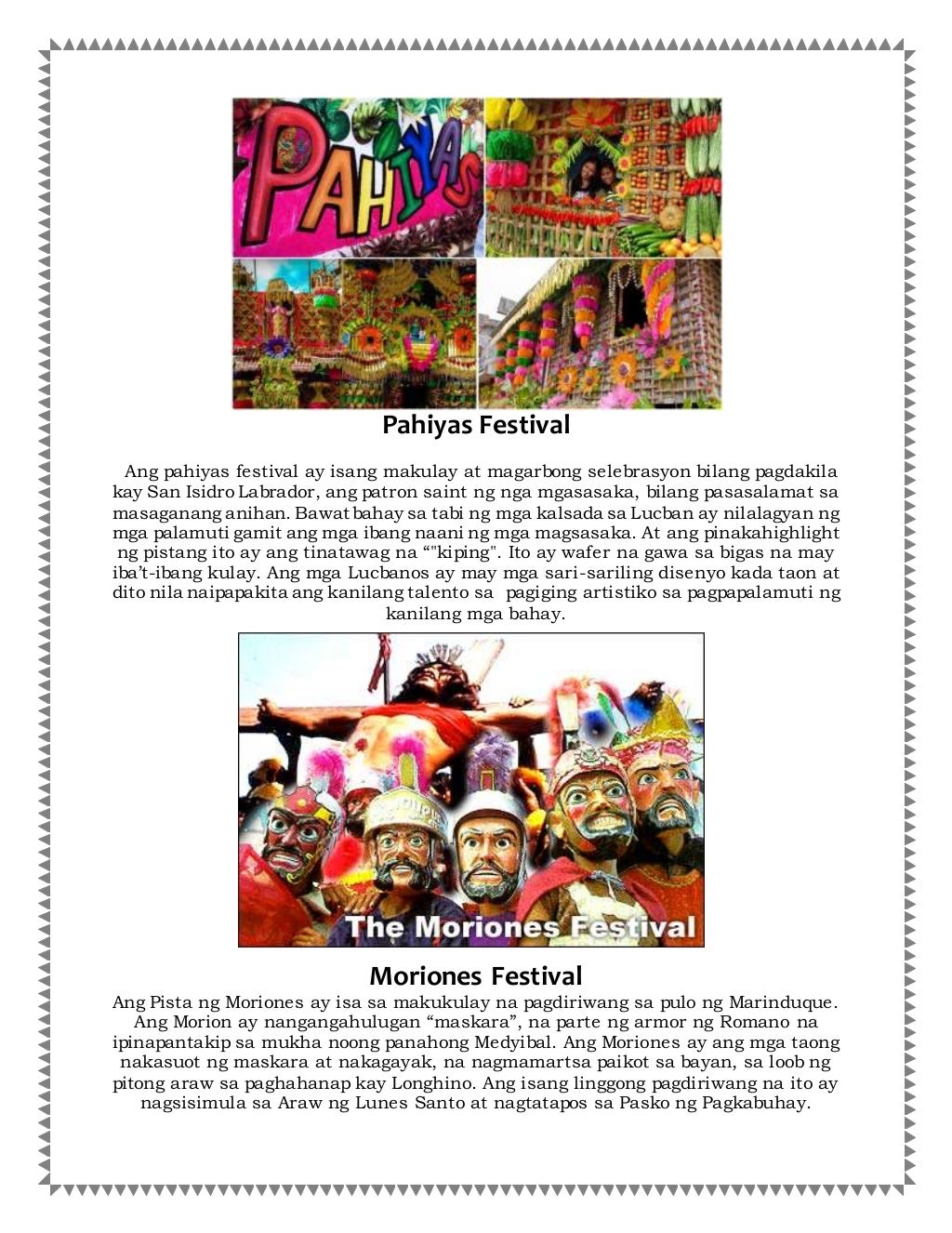 Mga festivals ng pilipinas