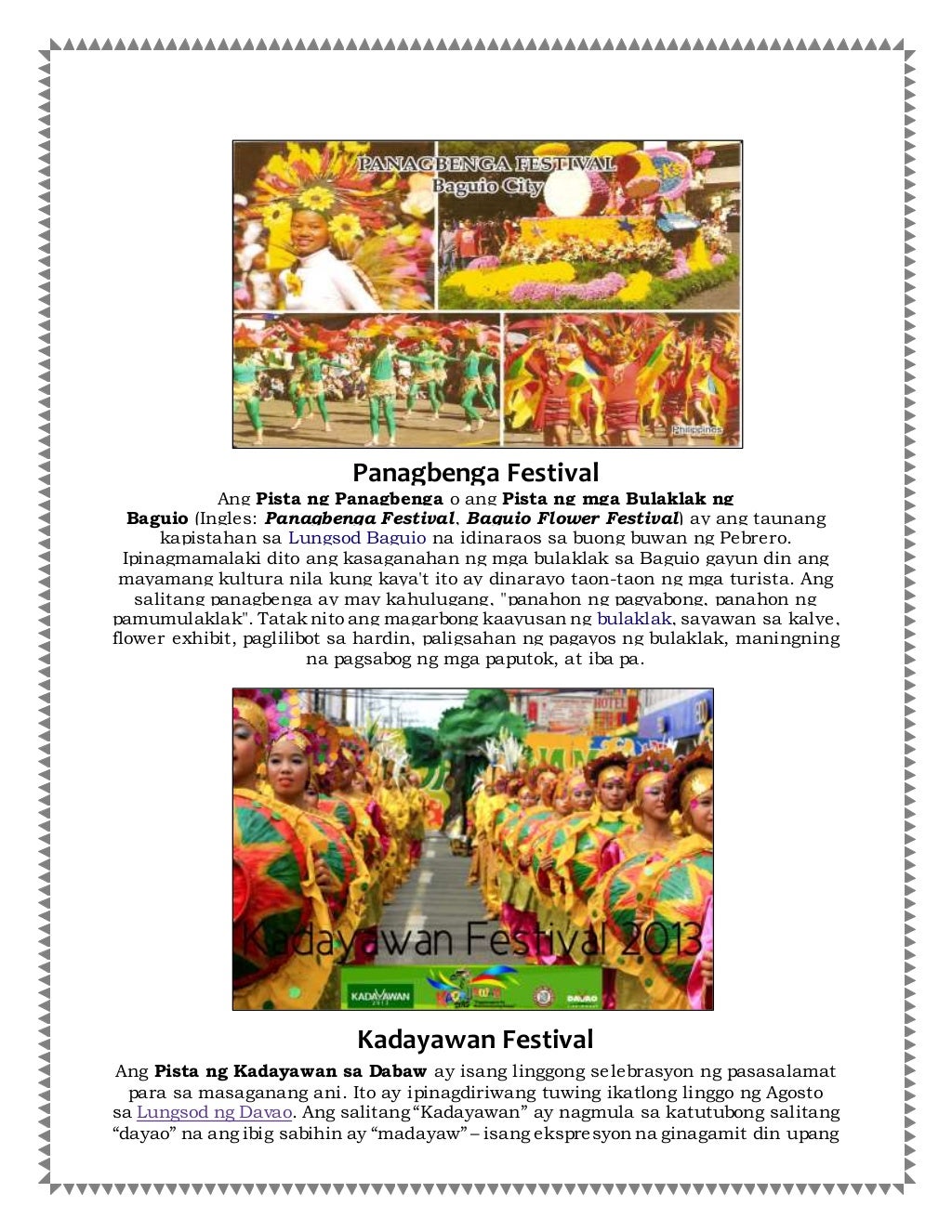 Mga festivals ng pilipinas