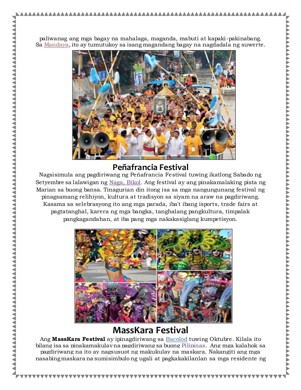 Mga festivals ng pilipinas