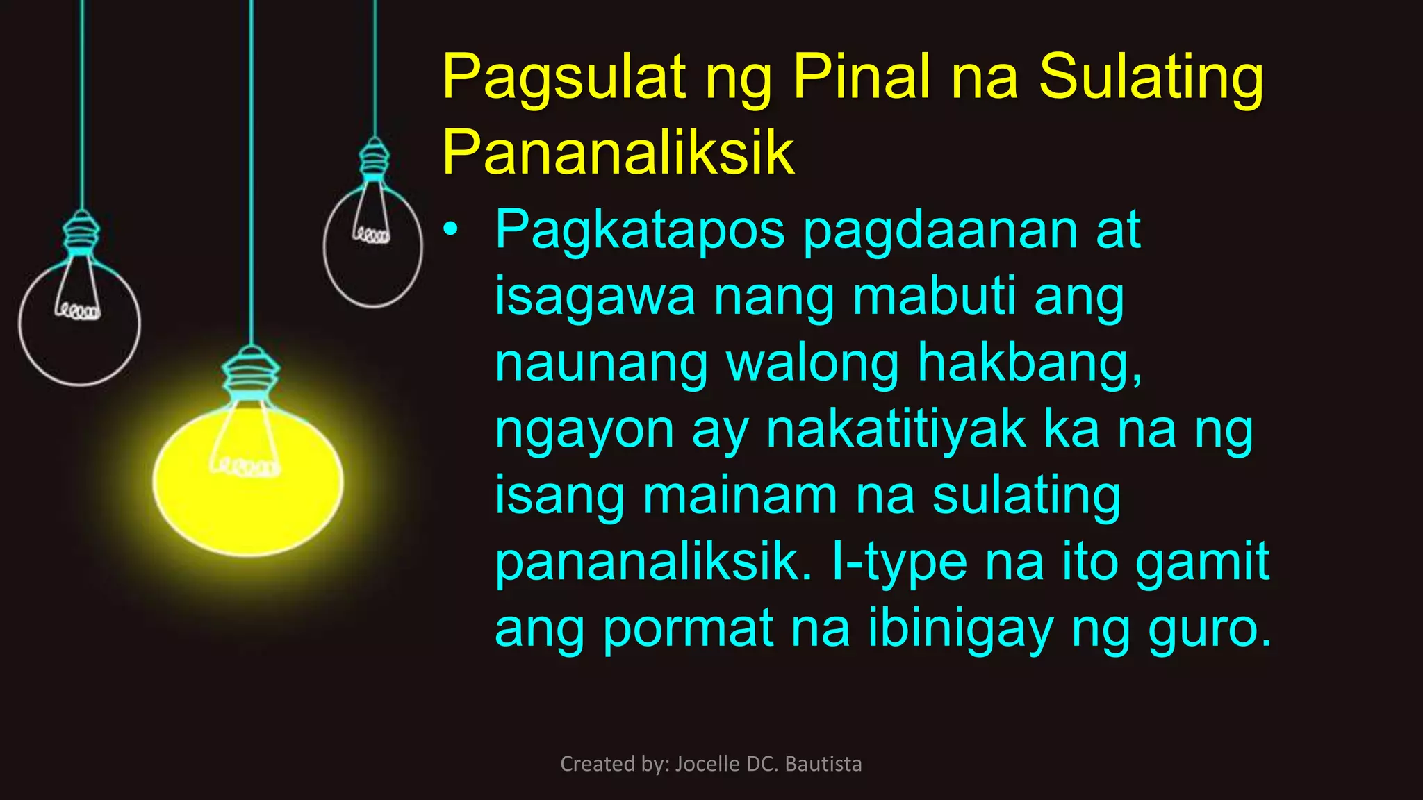 Mga hakbang sa pagbuo ng sulating pananaliksik | PPTX