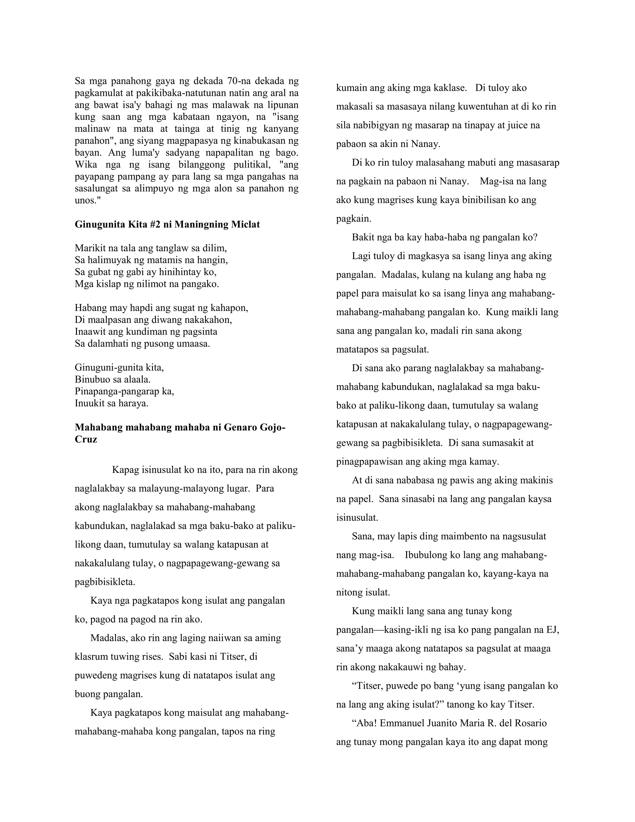Mga halimbawa ng katutubong panitikan | DOCX