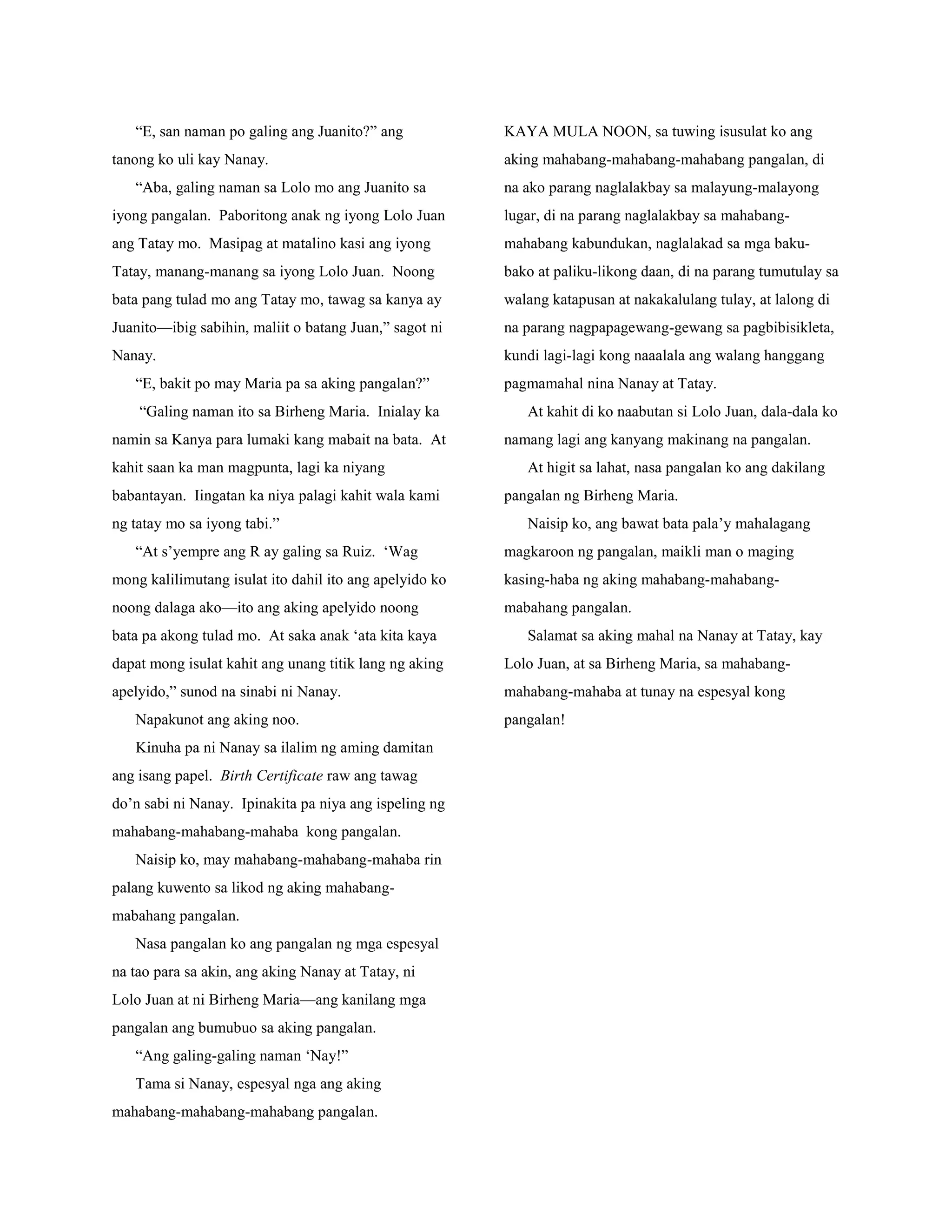 Mga halimbawa ng katutubong panitikan | DOCX
