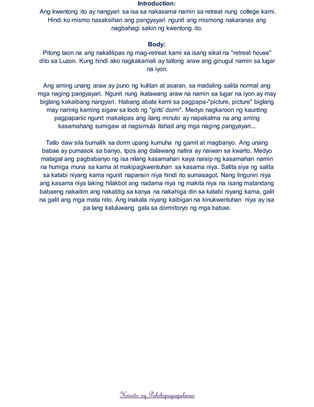 Mga halimbawa ng mga uri ng maikling kwento | DOCX