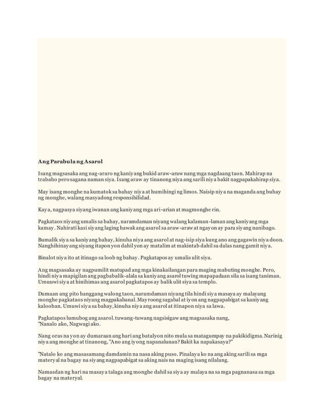 Mga halimbawa ng parabula | DOCX