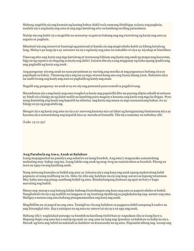 Mga halimbawa ng parabula | DOCX