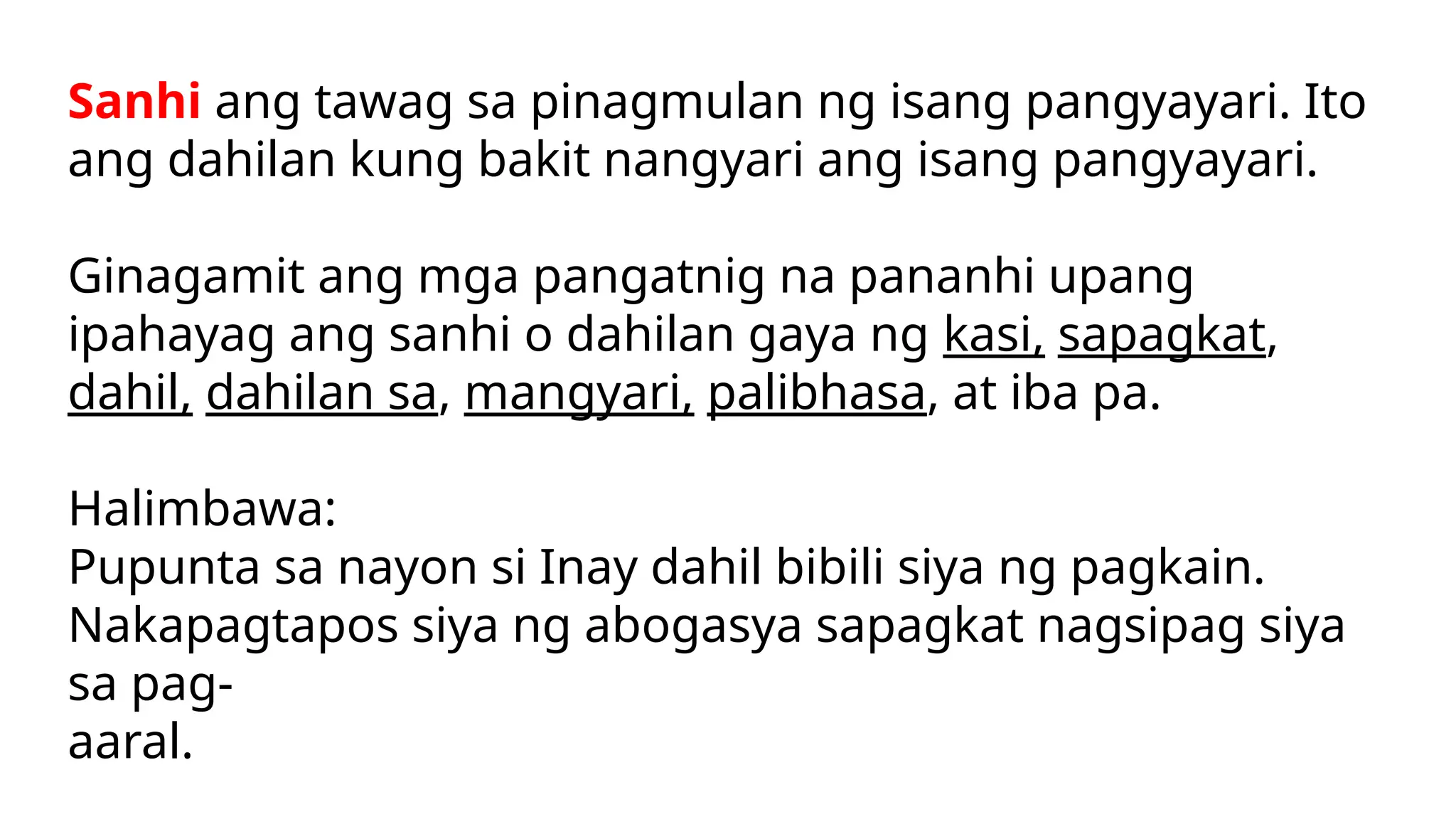 Mga Hudyat ng Sanhi at Bunga ng mga Pangyayari | PPTX