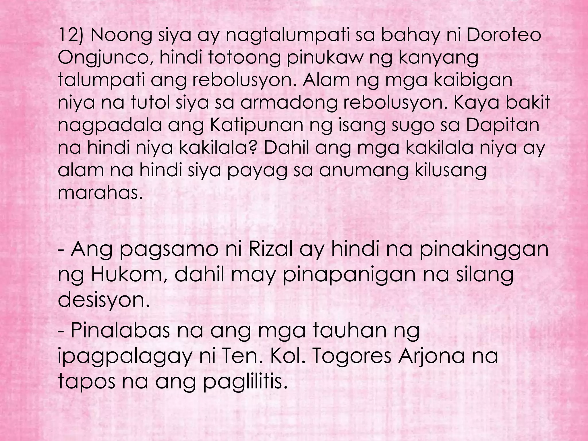 Mga huling araw ni rizal | PPTX