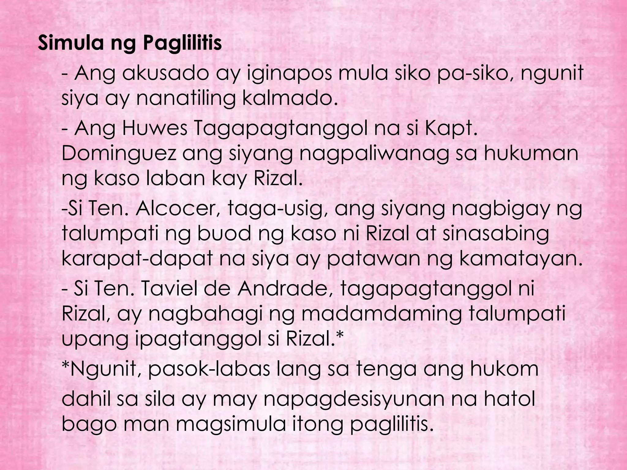 Mga huling araw ni rizal | PPTX
