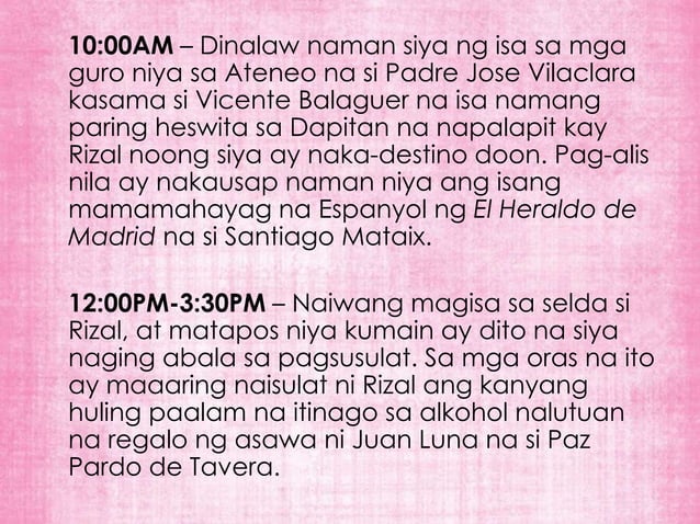 Mga huling araw ni rizal Mga huling araw ni rizal