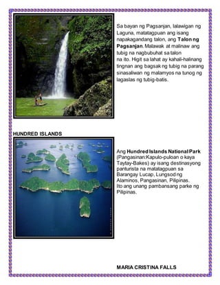 Mga iba't ibang magagandang tanawin sa plipinas | DOCX