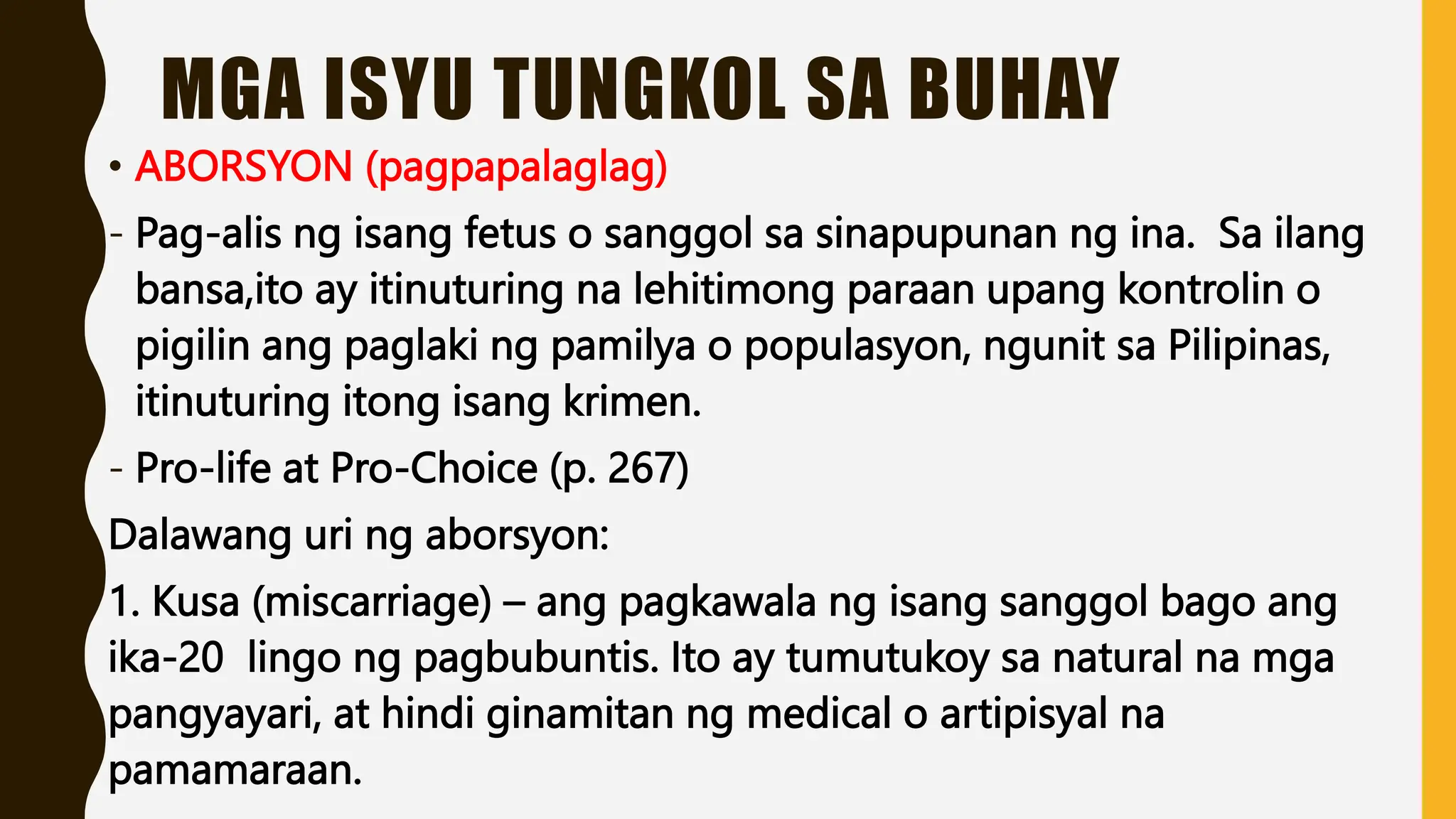 Mga isyung moral tungkol sa buhay.pptx.. | PPTX
