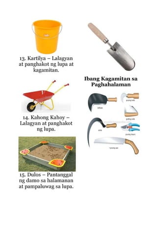 Mga kagamitan at kasanayan sa pagtatanim | DOCX