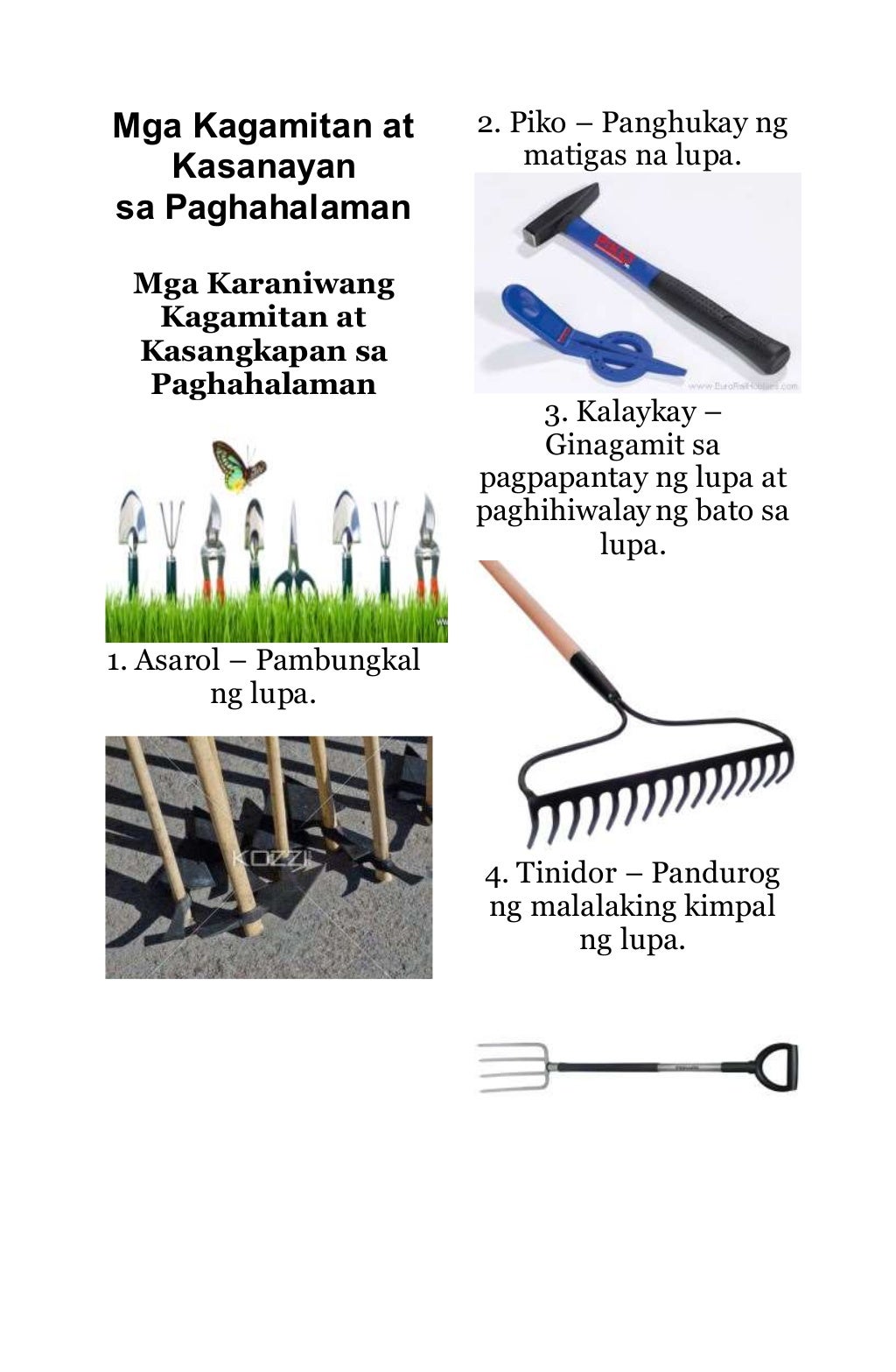Mga kagamitan at kasanayan sa pagtatanim