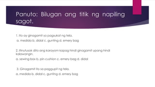 Mga Kagamitan sa Pananahi sa Kamay at mga proseso | PPTX