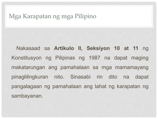 Mga Karapatan ng mga Pilipino | PPTX