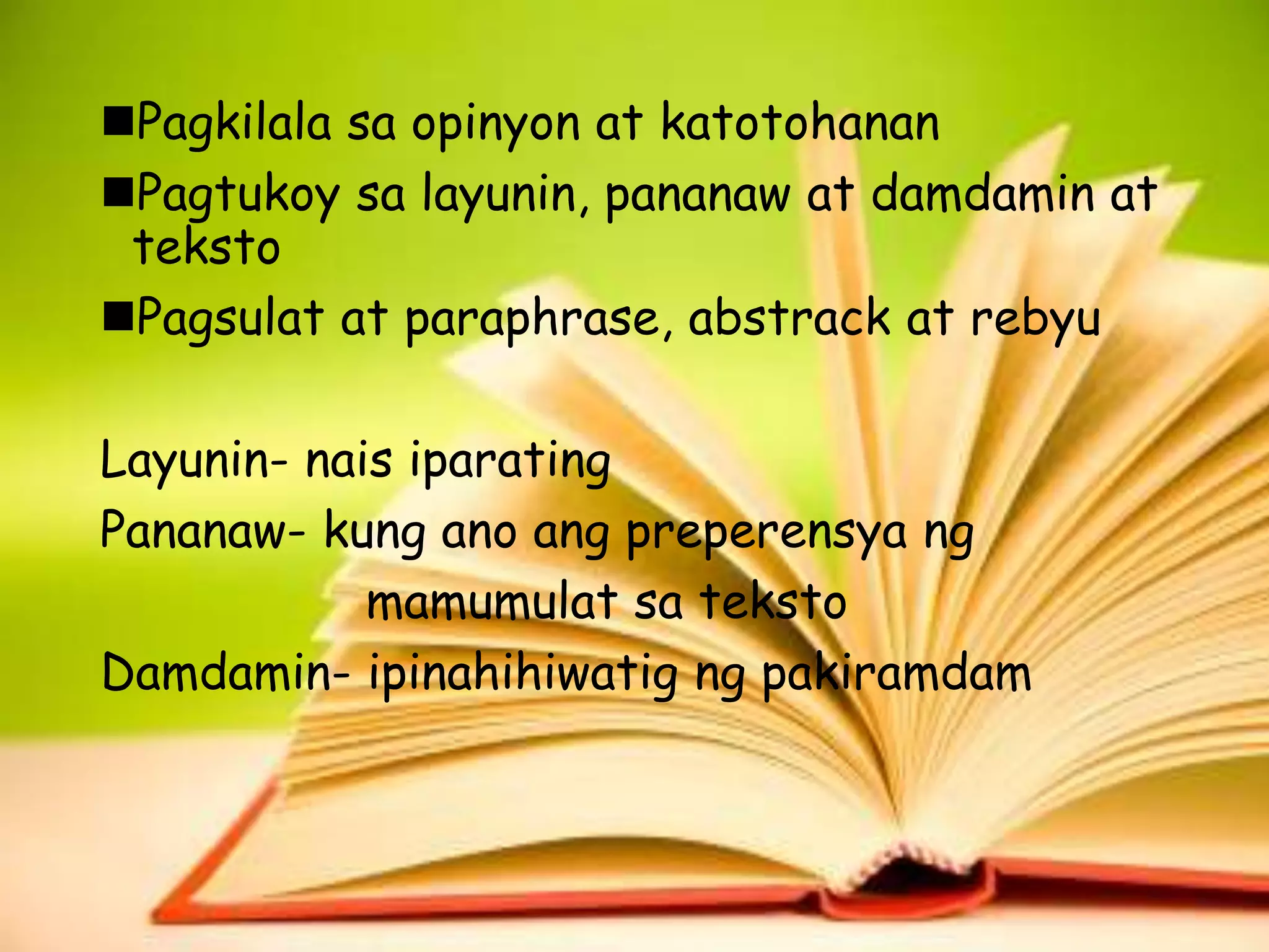 Mga kasanayan sa mapanuring pagbasa | PPTX