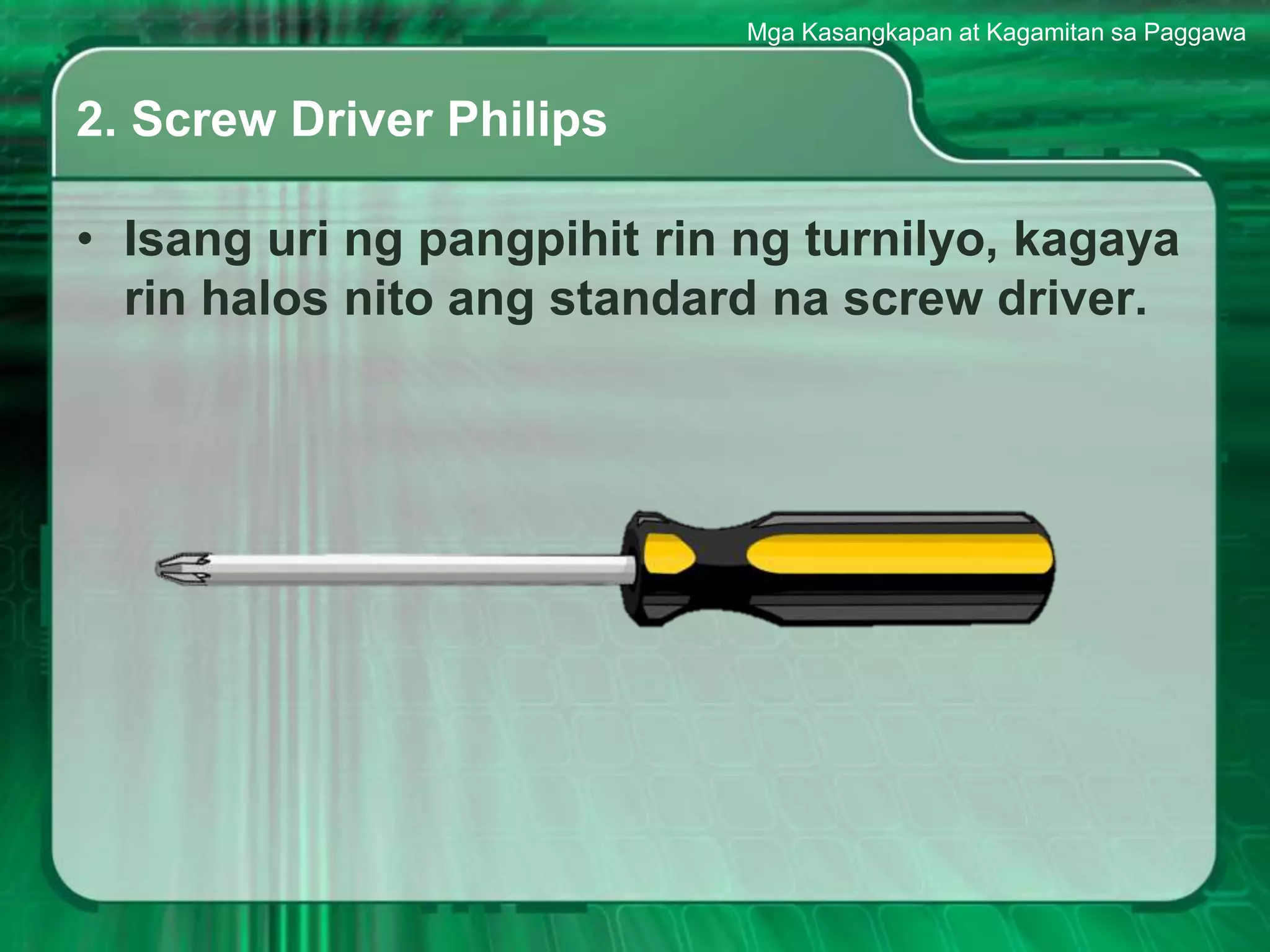 Mga kasangkapan at kagamitan sa paggawa | PPTX