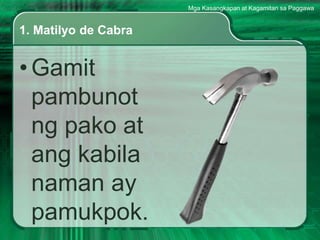 Mga Kagamitan Ng Karpintero At Pangalan
