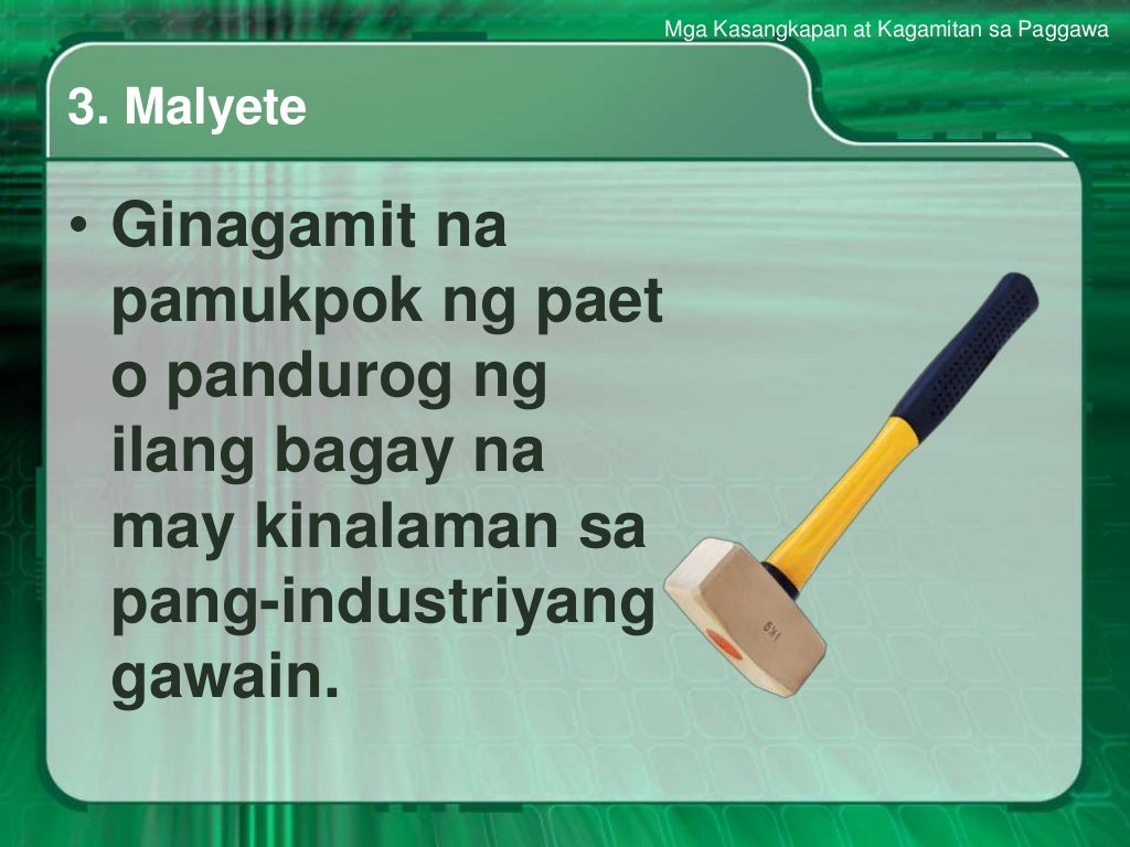 Mga Kasangkapan At Kagamitan Sa Paggawa