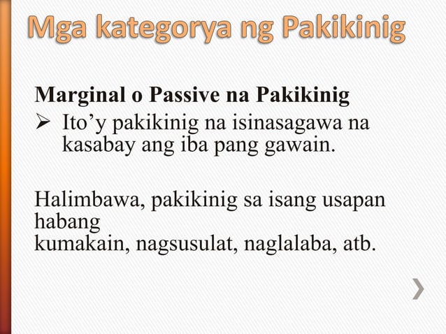 Mga kategorya ng pakikinig | PPTX