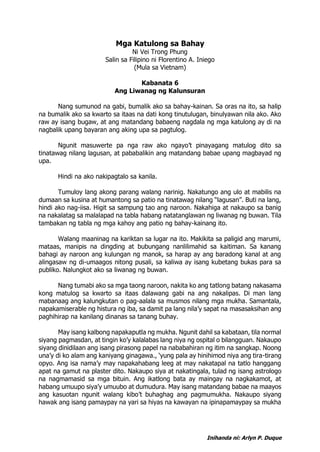 Mga katulong sa bahay (akda mula sa vietnam) | PDF