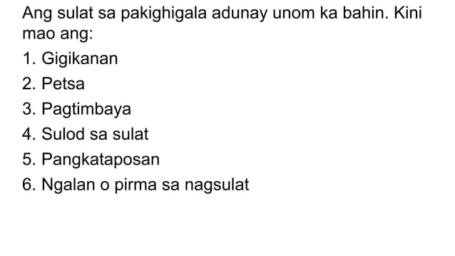 Mga Klase sa Sulat | PPT