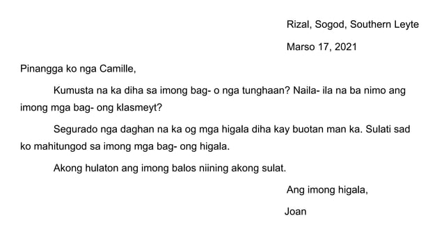 Mga Klase sa Sulat | PPT