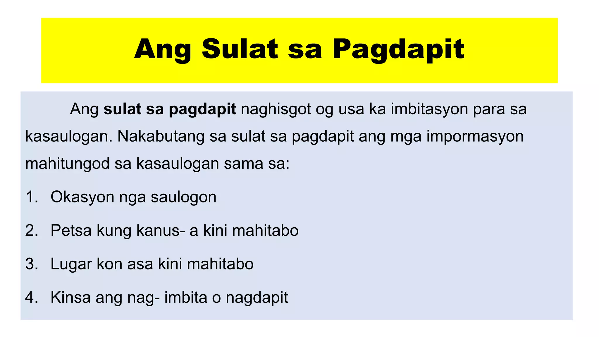 Mga Klase sa Sulat | PPTX