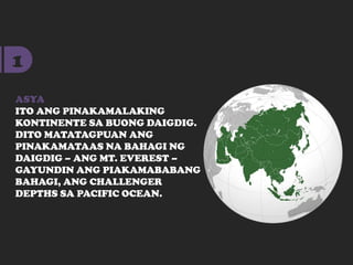 Mga kontinente - reports - quarter 1 - 3rd year | PPTX