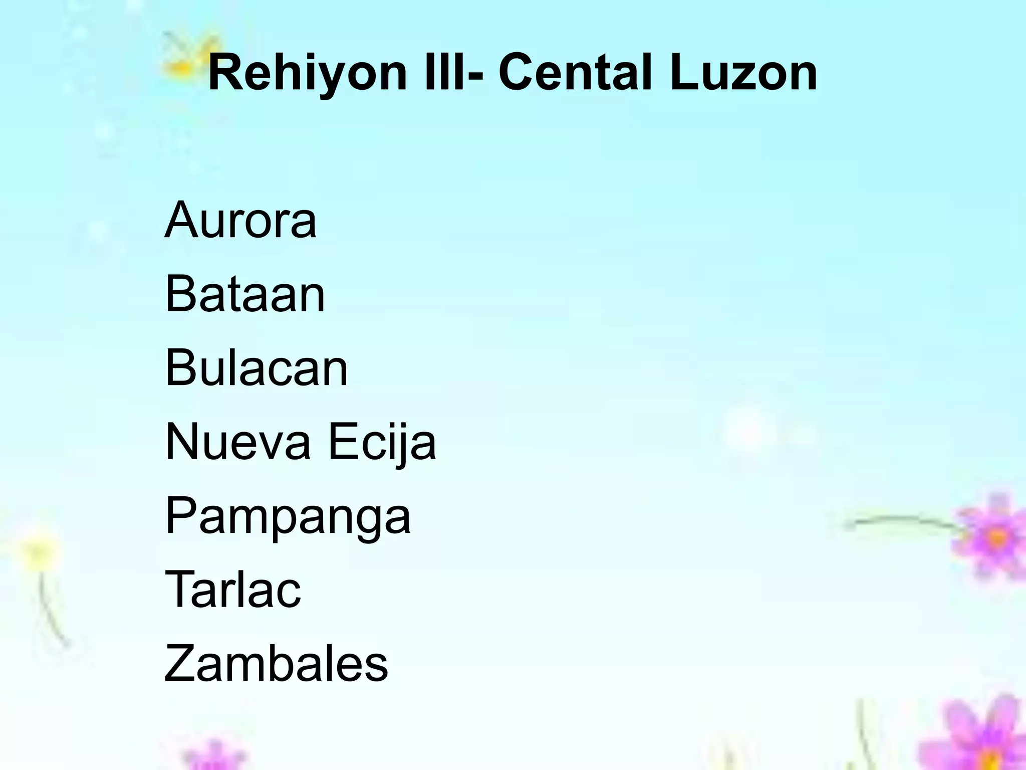 Mga lalawigan sa bawat rehiyon | PPTX