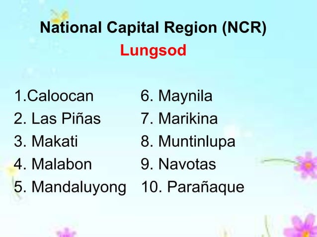 Mga lalawigan sa bawat rehiyon | PPTX