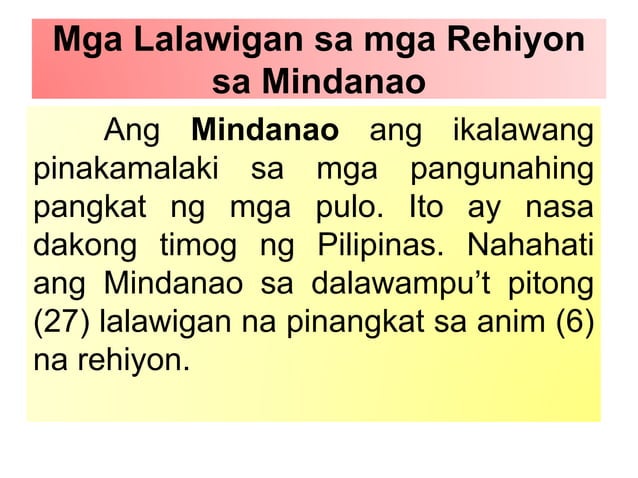 Mga lalawigan sa bawat rehiyon | PPTX