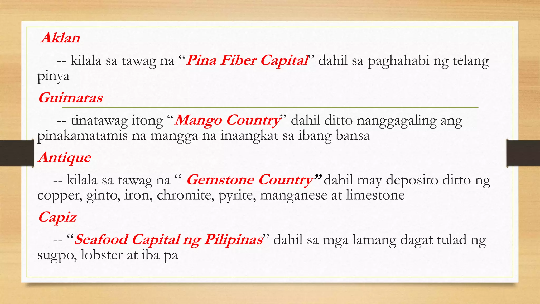 Mga likas na yaman ng mga lalawigan sa rehiyon | PDF