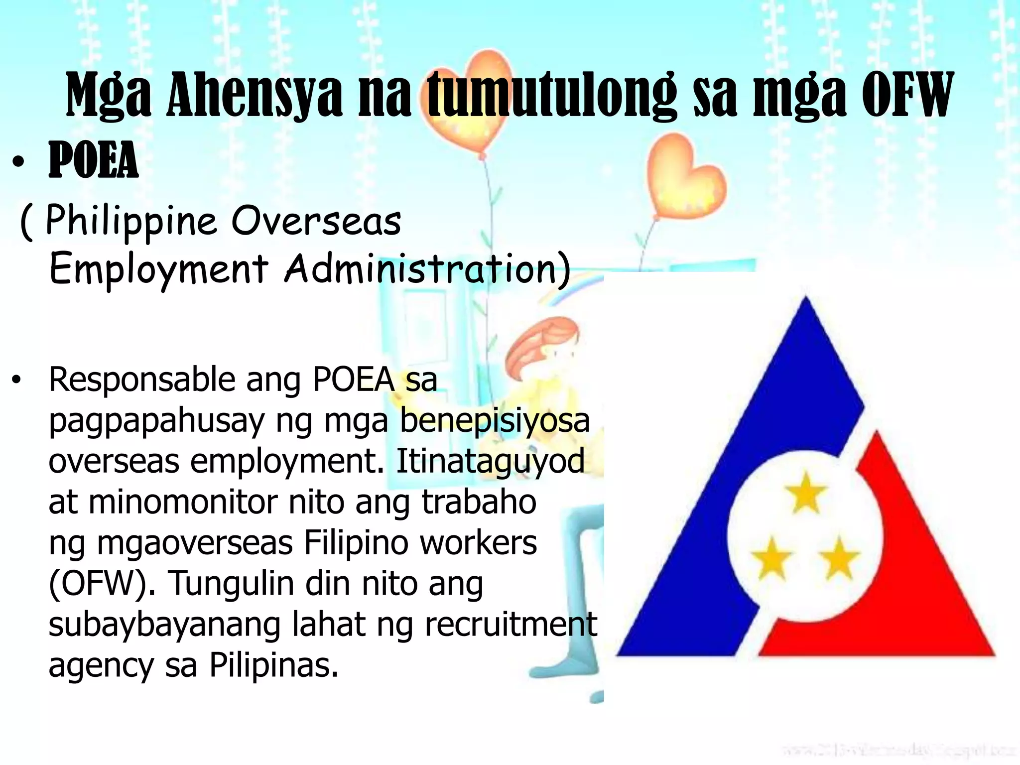 Mga ofw at ang kontribusyon nila sa ekonomiya | PPTX