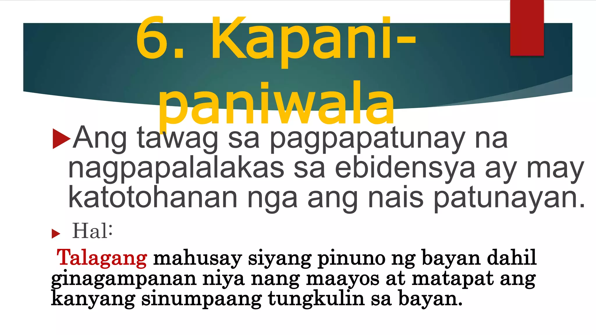Mga pahayag na nagbibigay patunay | PPTX