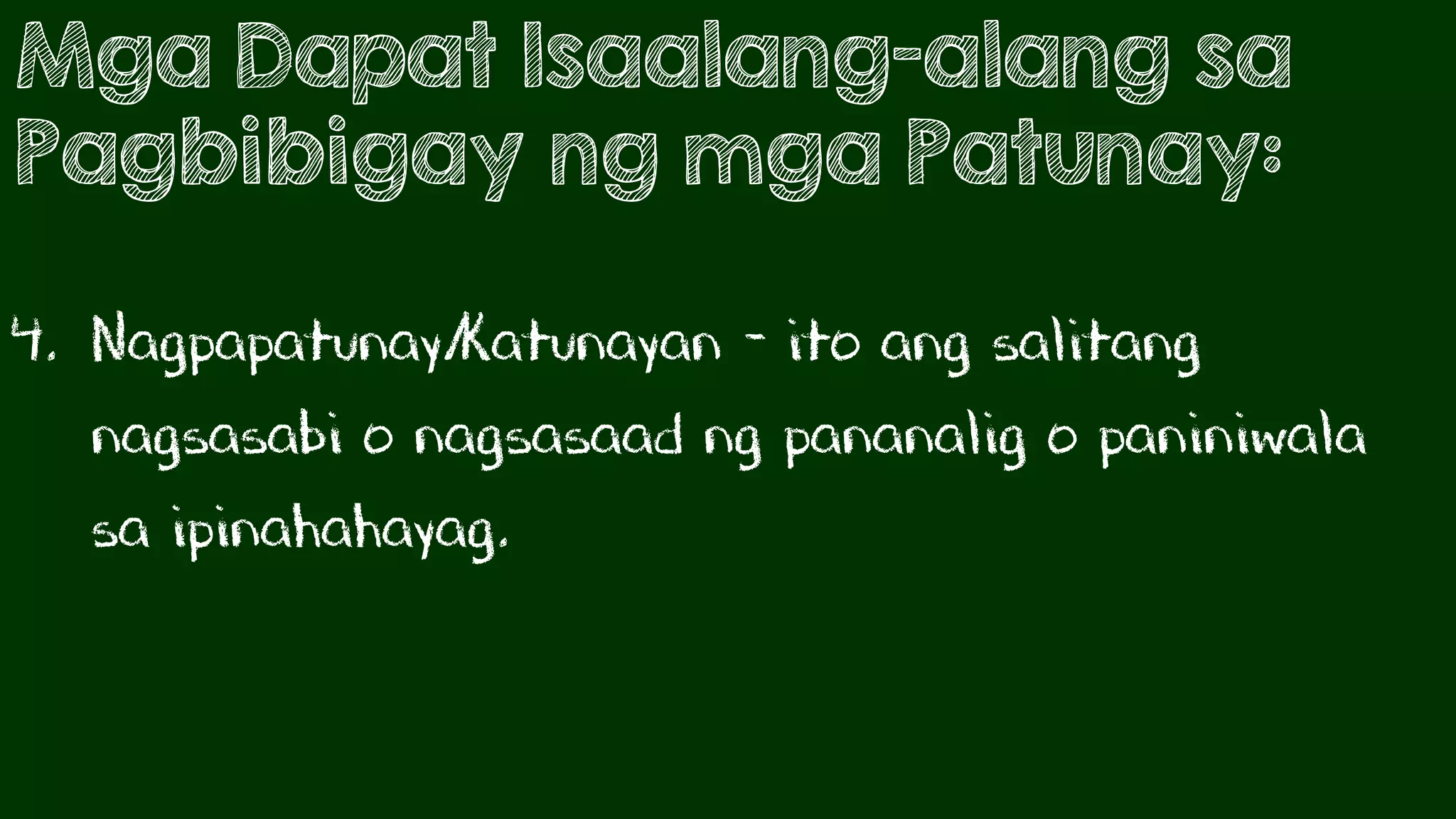 MGA PAHAYAG SA PAGBIBIGAY PATUNAY FIL 7 | PDF