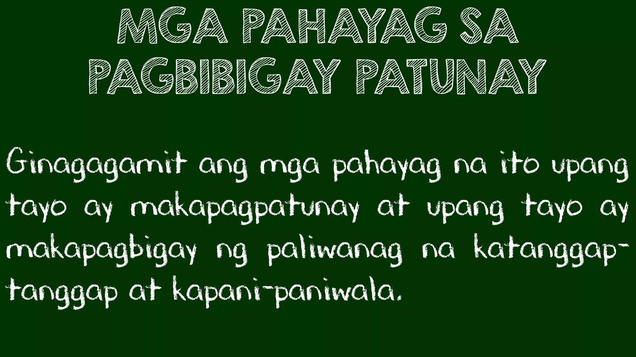 MGA PAHAYAG SA PAGBIBIGAY PATUNAY FIL 7 | PDF