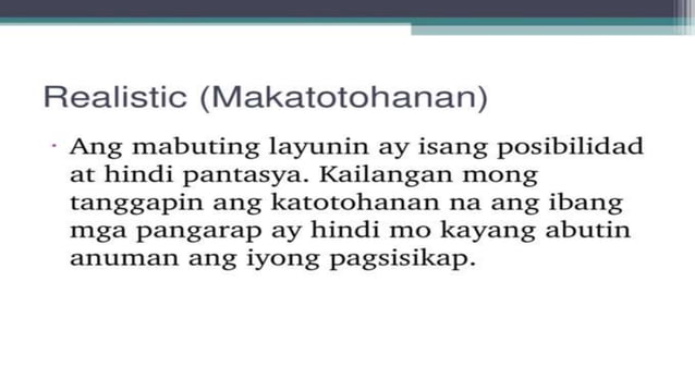 Mga pamantayan sa pagtatakda ng mithiin | PPTX