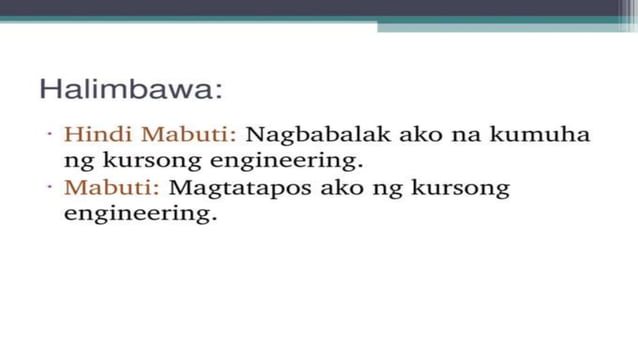 Mga pamantayan sa pagtatakda ng mithiin | PPTX